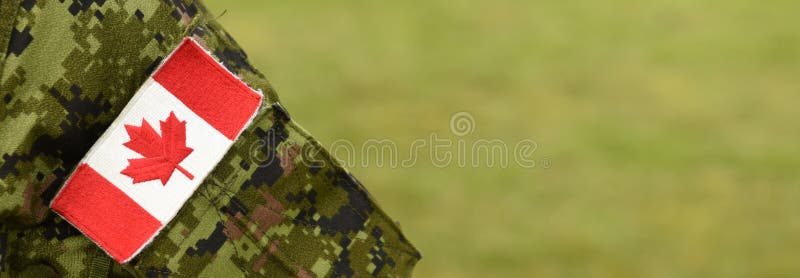 Flag of Canada on Soldiers Arm. Canadian Armed Forces CAF Stock Photo ...