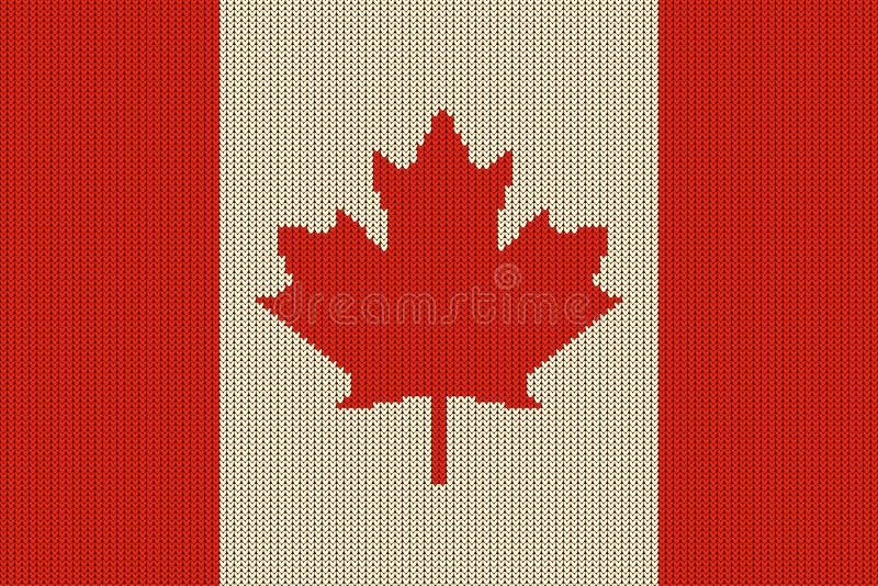 Flag of Canada on Vector Knitted Woolen Texture Stock Vector ...