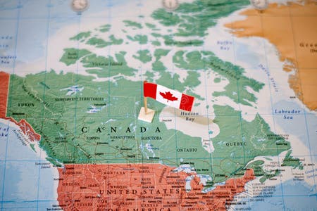 Canada on World Map with Flag Stock Photo - Image of vacation, tourism ...