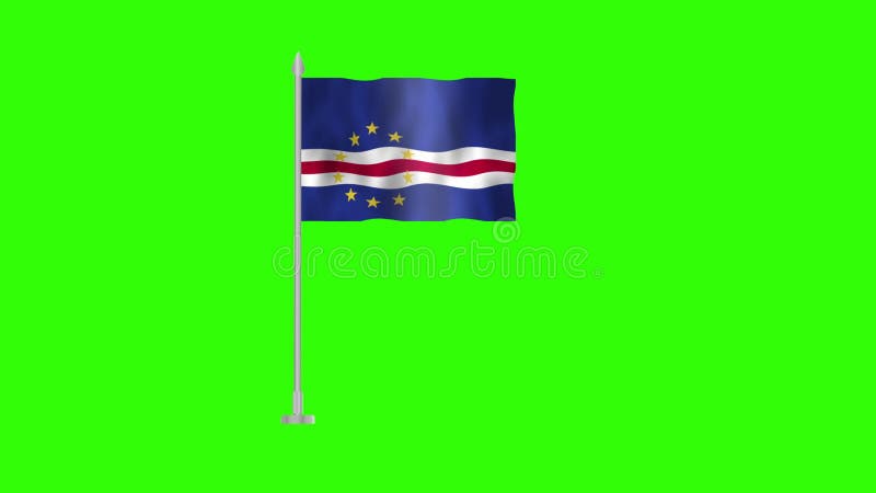 Flag of Cape Verde, Pole Flag of Cape Verde on Green Screen Chroma Key ...
