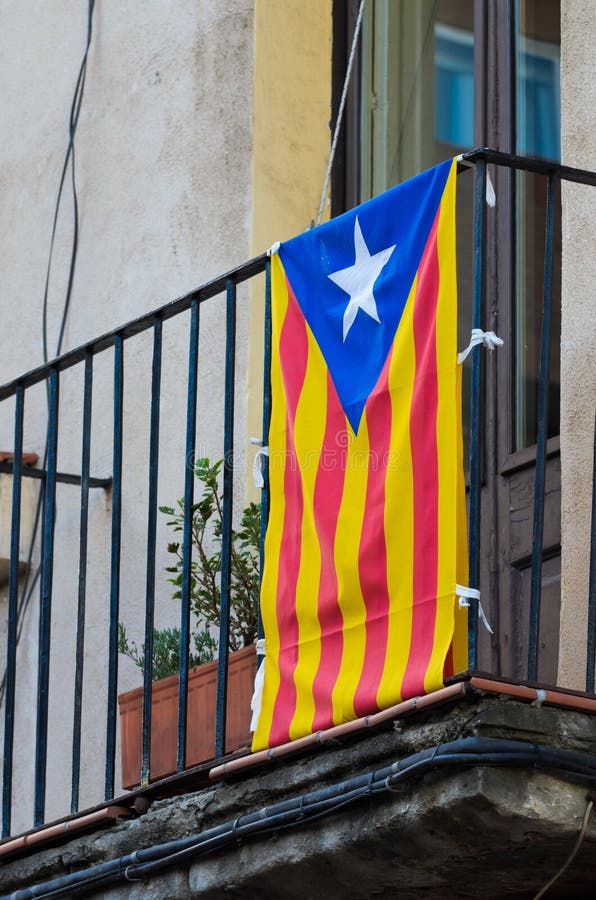 Catalonian flag with man stock photo. Image of country - 102475974