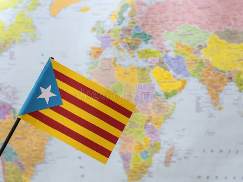 Flag of Catalonia of the World Map. Stock Image - Image of world ...