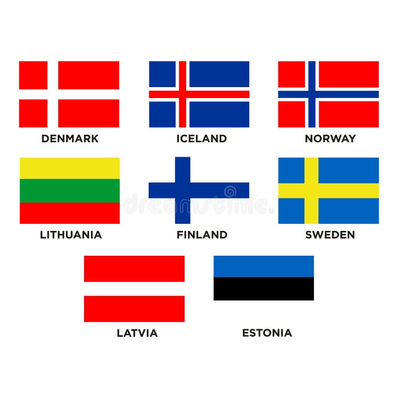 Northern Europe Flags Countries Icon Vector Design Symbol Stock Vector ...