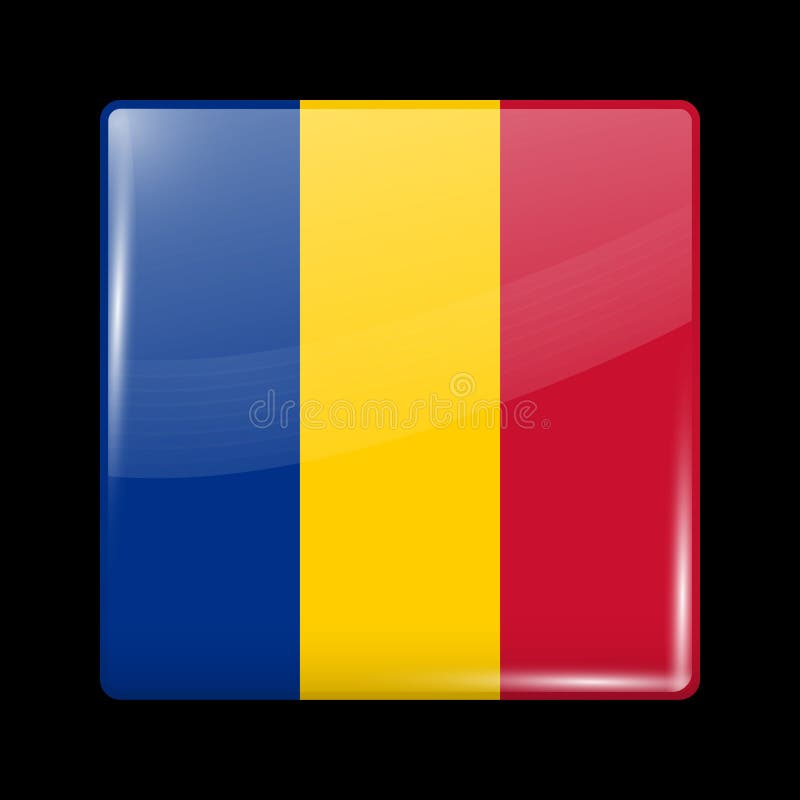 Flag of Chad. Glossy Icon Square Shape Stock Vector - Illustration of ...