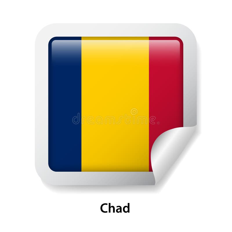 Flag of Chad. Round Glossy Sticker Stock Vector - Illustration of ...