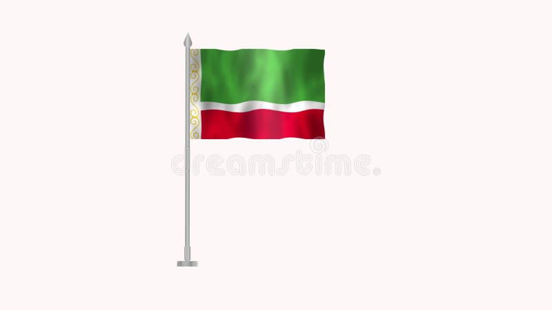 Flag of Chechen, Pole Flag of Chechen on White Screen, Chechen 3D ...