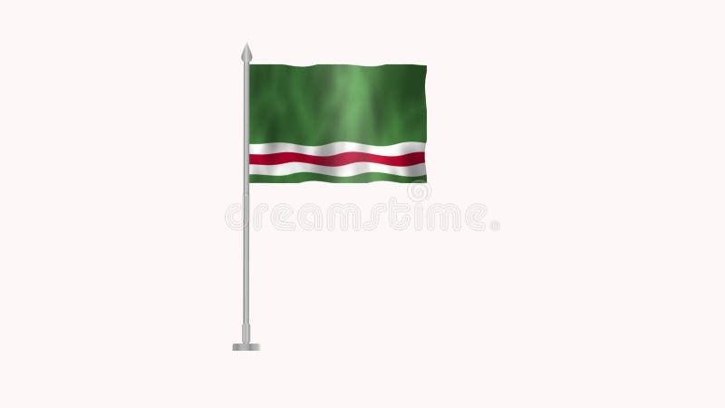 Flag of Chechen, Pole Flag of Chechen on White Screen, Chechen 3D ...