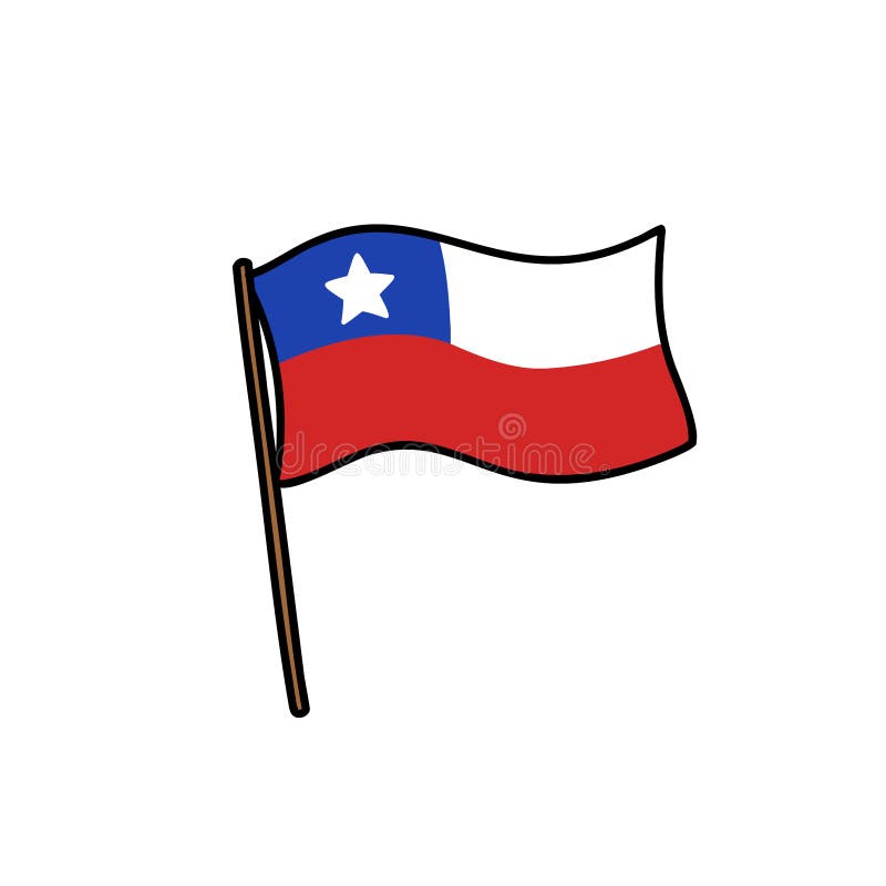 Flag Of Chile Doodle Icon Vector Color Line Illustration Stock Vector