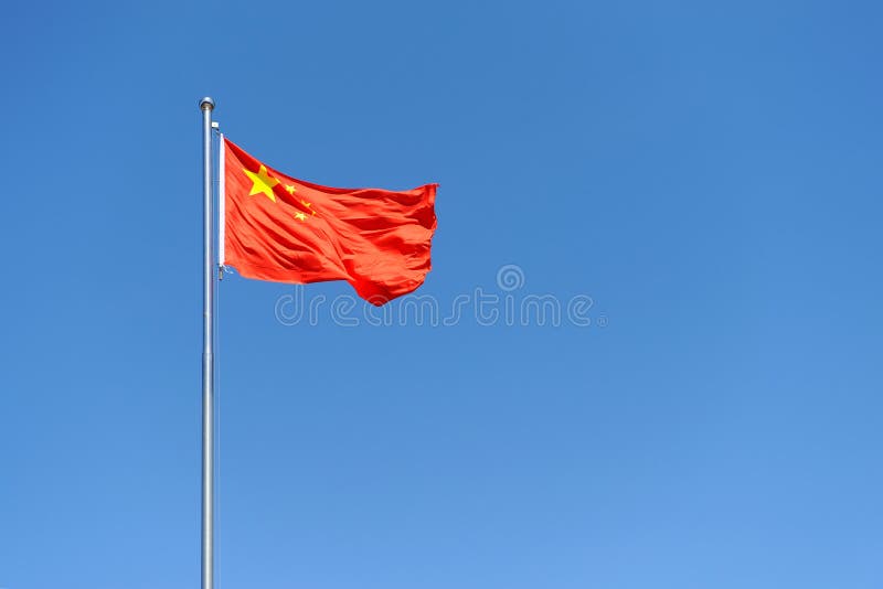 Flag of China Against Clear Blue Sky Stock Image - Image of symbol ...