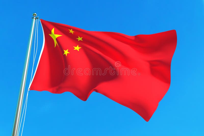 Flag of China on the Blue Sky Background. Stock Illustration ...