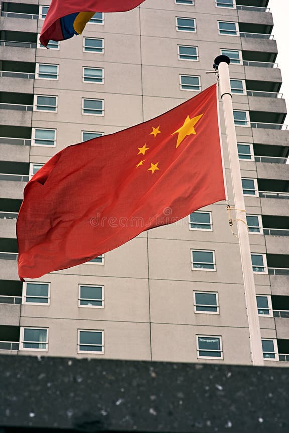 The Flag of China. the Chinese Flag Blowing in the Wind. Stock Photo ...