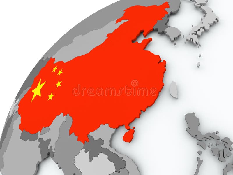 China with Embedded Flag on Earth Stock Illustration - Illustration of ...
