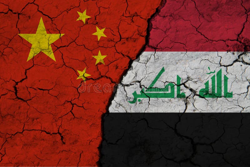 Flag of China and Iraq on Textured Cracked Earth. the Concept of ...