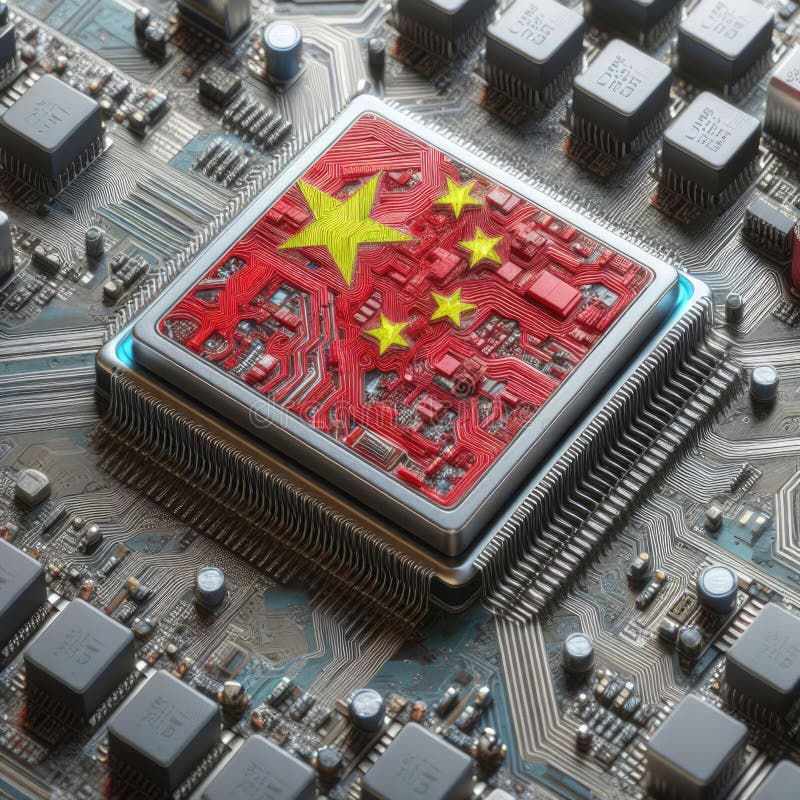 Flag of China on a Mainboard Cpu Chip Stock Illustration - Illustration ...