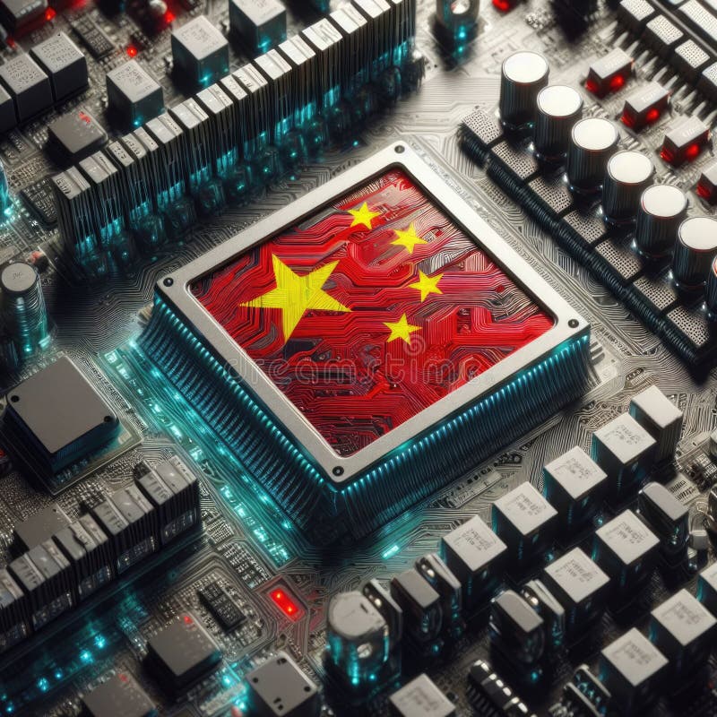 Flag of China on a Mainboard Cpu Chip Stock Illustration - Illustration ...