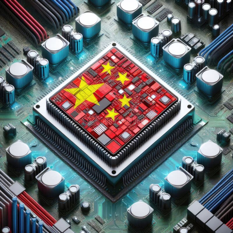 Flag of China on a Mainboard Cpu Chip Stock Illustration - Illustration ...