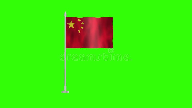 Flag of China, Pole Flag of China on Green Screen Chroma Key, China 3D ...