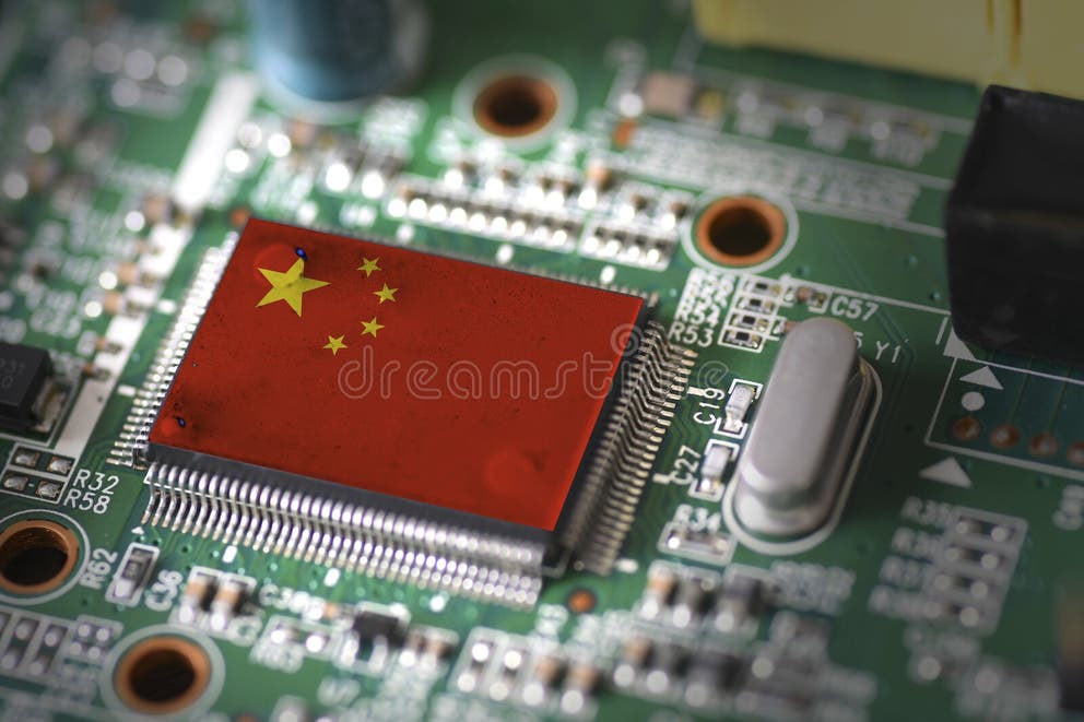 Flag of China on a Processor, CPU Central Processing Unit Stock Photo ...