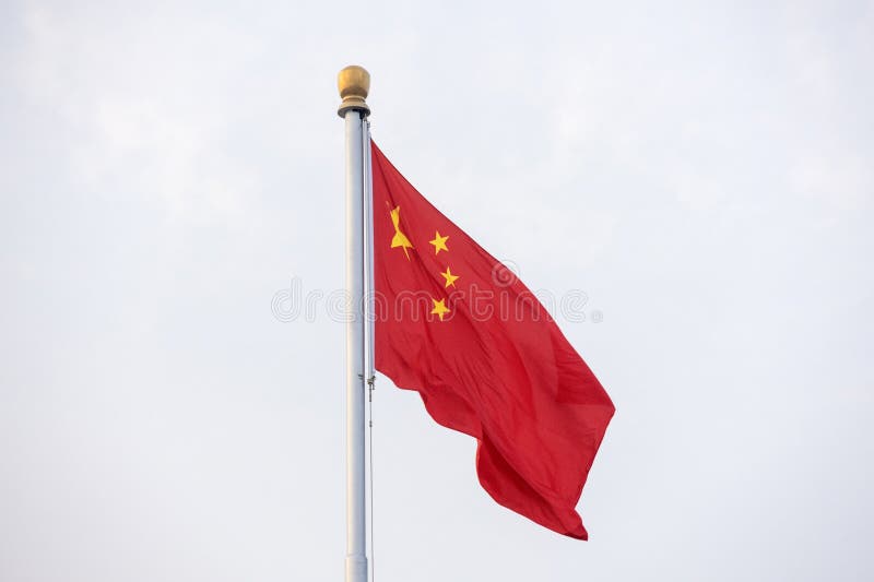 Flag of China at Tiananmen Square in Beijing Stock Image - Image of ...