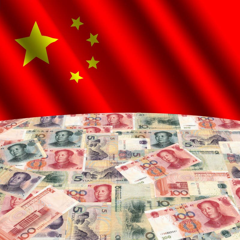 Flag with Chinese yuan stock illustration. Illustration of finance ...
