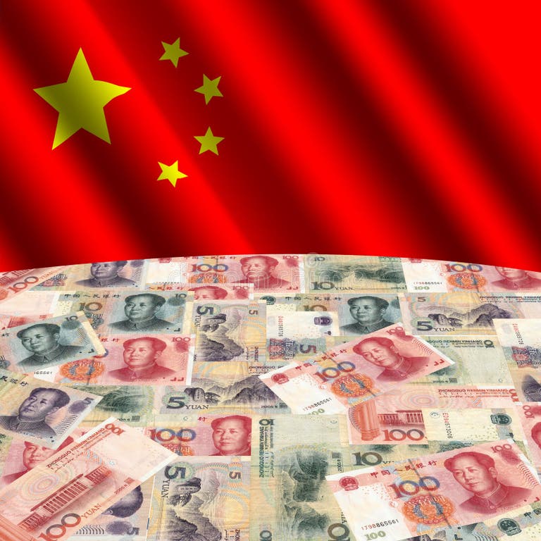 Flag with Chinese yuan stock illustration. Illustration of finance ...