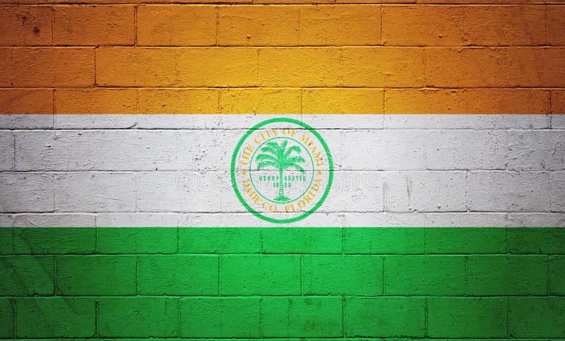 Flag of the City of Miami Painted on a Wall Stock Image - Image of ...