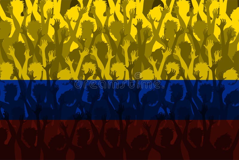 Flag of Colombia Over Supporting Fans Stock Vector - Illustration of ...