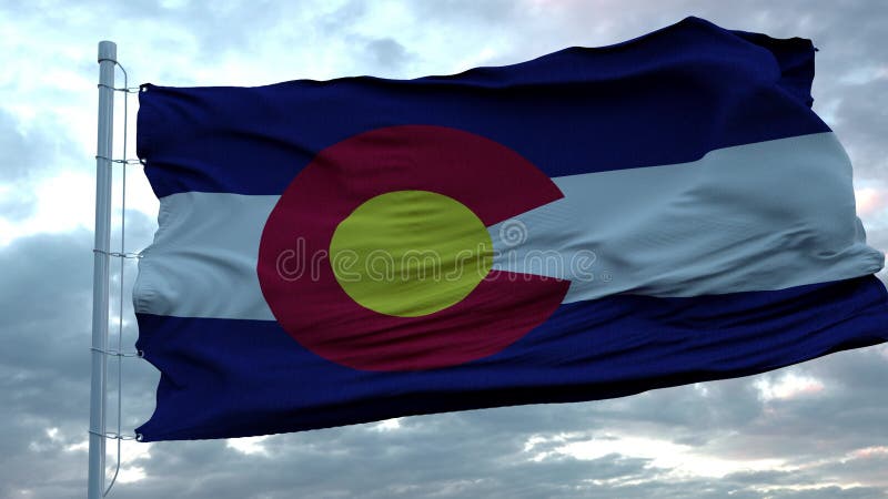 Flag of Colorado Waving in the Wind Against Deep Beautiful Clouds Sky ...