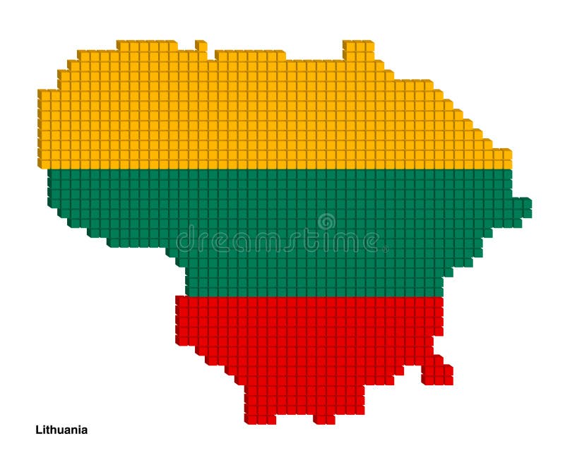 Vector Illustration Pixelated Geographical Map of Lithuania Stock ...