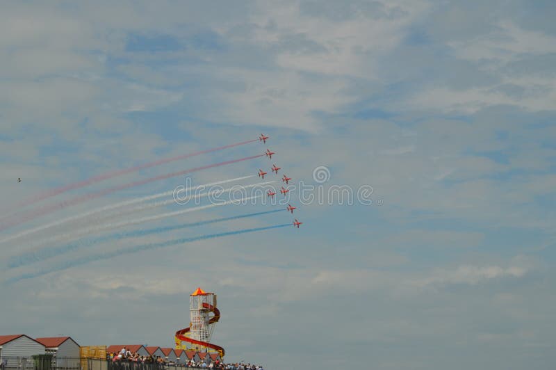 Red Arrows Arching I& X27;ve the Sky Stock Image - Image of arrows ...