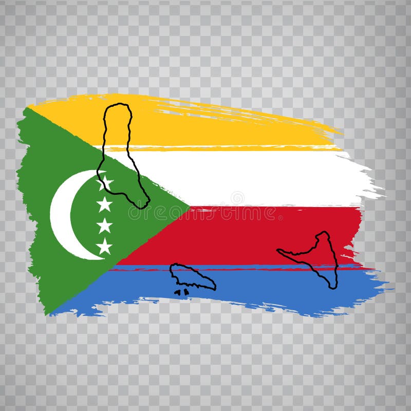 Flag Comoros from Brush Strokes and Blank Map Comoros. High Quality Map ...