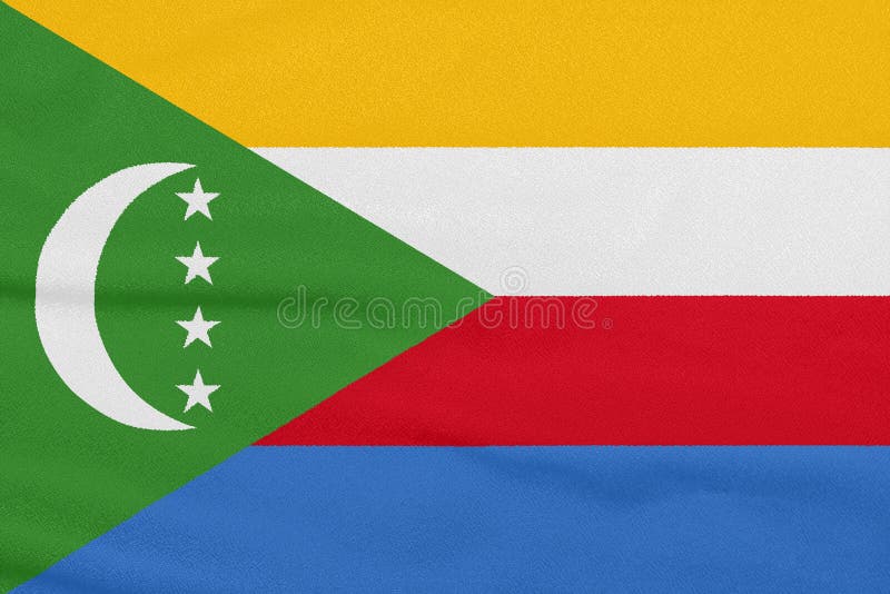Flag of Comoros on Textured Fabric. Patriotic Symbol Stock Image ...