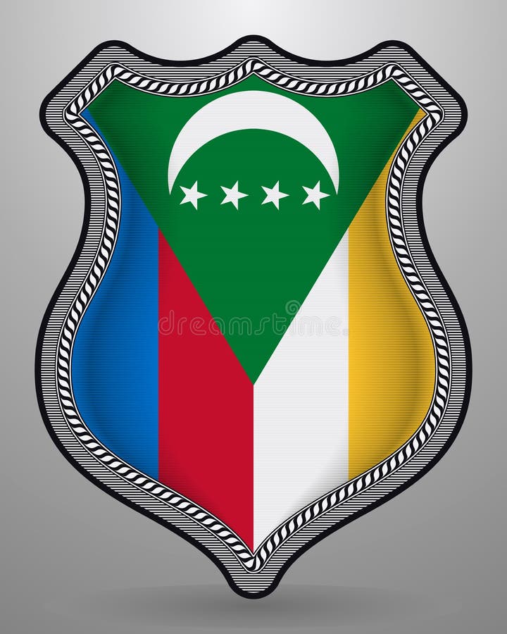 Flag of Comoros. Vector Badge and Icon Stock Vector - Illustration of ...