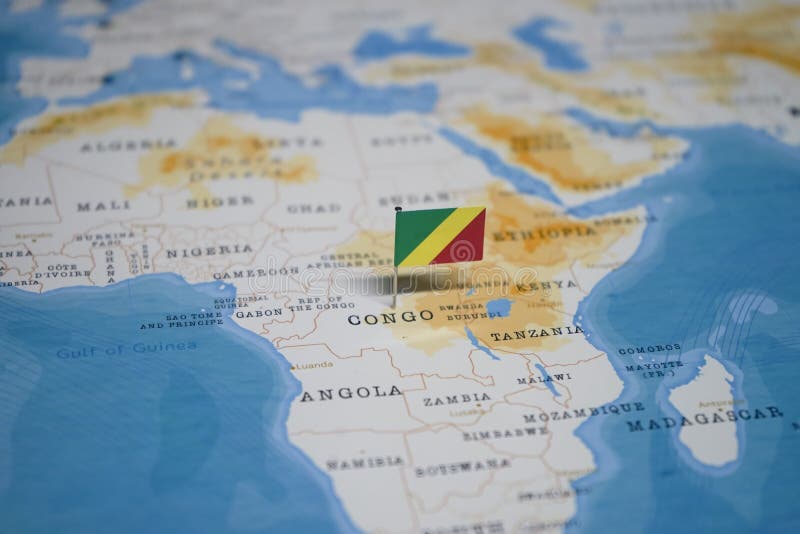 The Flag of Congo in the World Map Stock Image - Image of educational ...