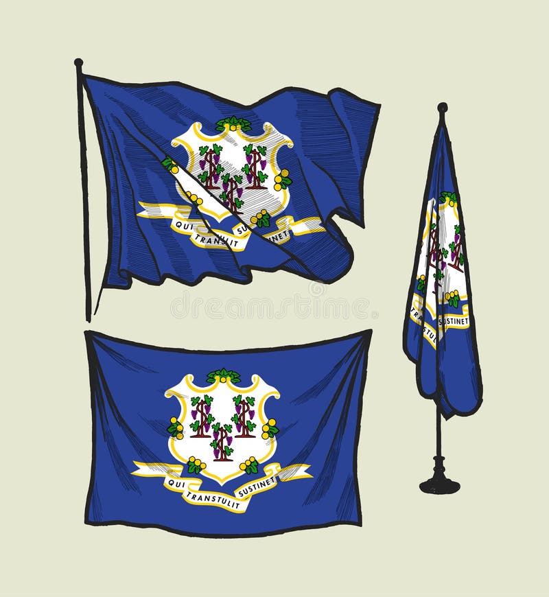 Flag of Connecticut on the Wind and on the Wall Stock Vector ...