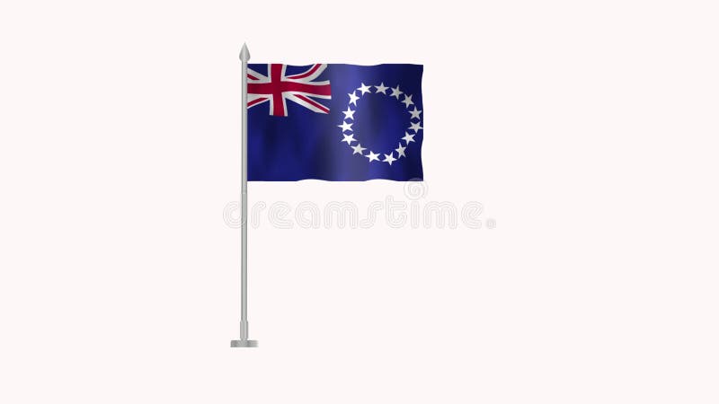 Flag of Cook Island, Pole Flag of Cook Island on White Screen, Cook ...