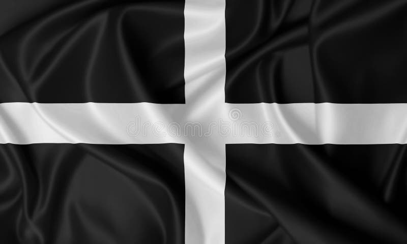 Flag of Cornwall on Fabric Texture Waving in the Wind. Stock ...