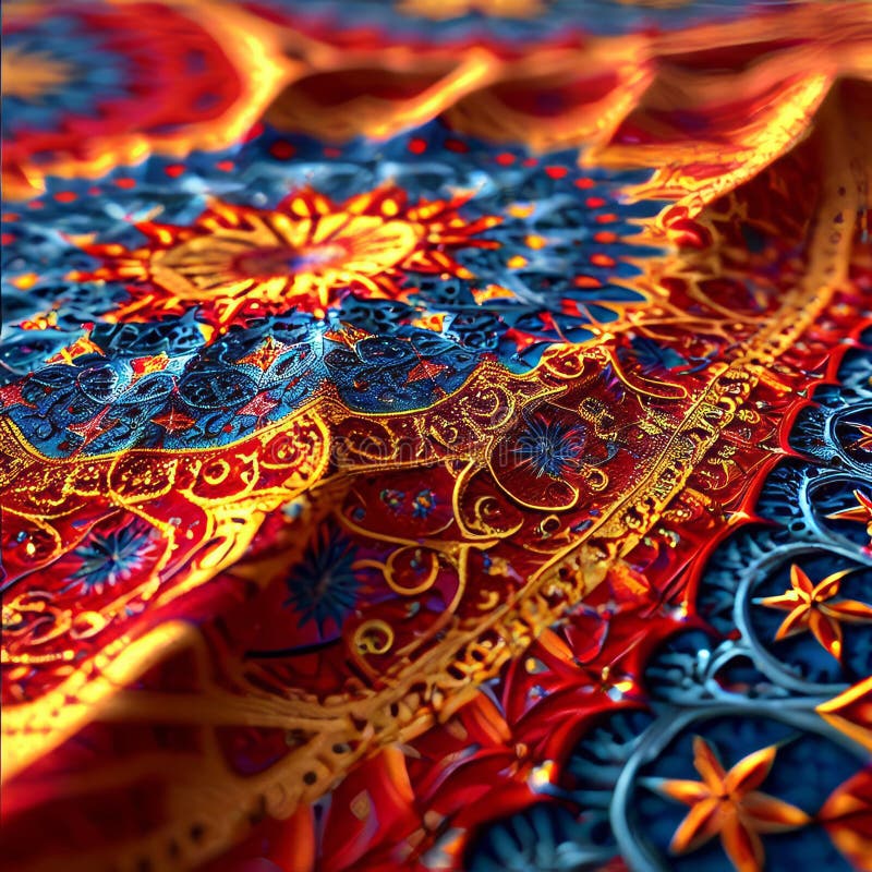 A Flag with a Cosmic Fractal Design Featuring Intricat Stock ...