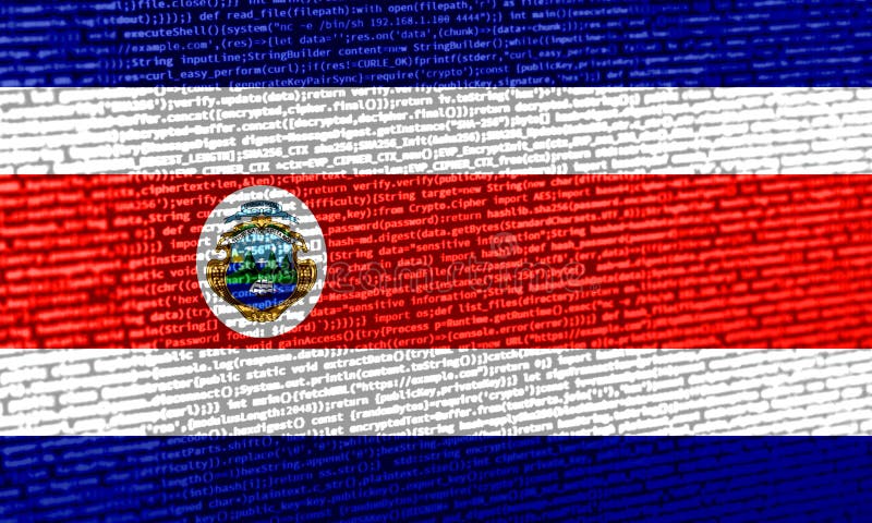 Flag of Costa Rica Over Digital Code. Concept of Cybersecurity ...