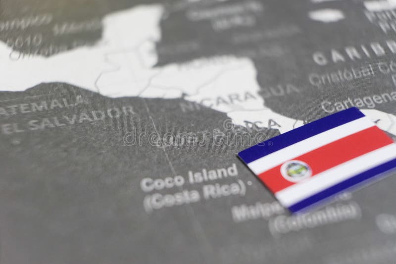 The Flag of Costa Rica Placed on Costa Rica Map of World Map Stock ...
