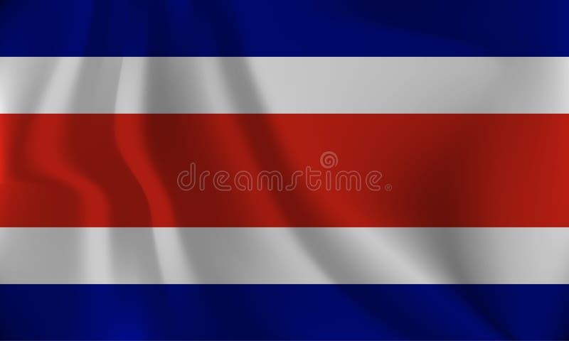 Flag of Costa Rica, with a Wavy Effect Due To the Wind Stock Vector ...