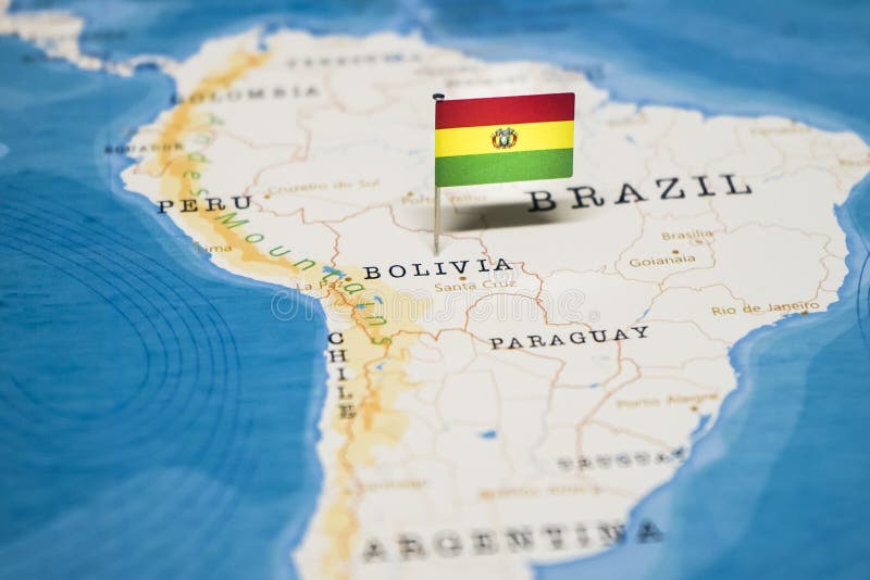 The Flag of Bolivia in the World Map Stock Image - Image of global ...