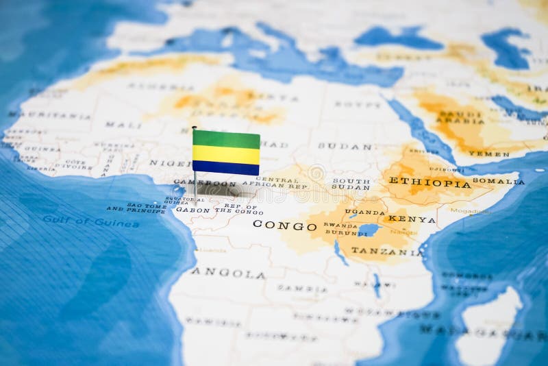 The Flag of Gabon in the World Map Stock Photo - Image of advertisement ...