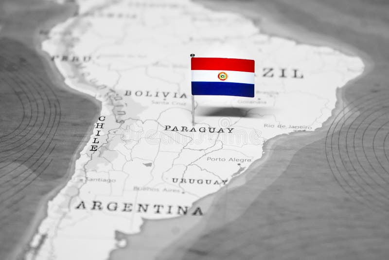The Flag of Paraguay in the World Map Stock Photo - Image of material ...