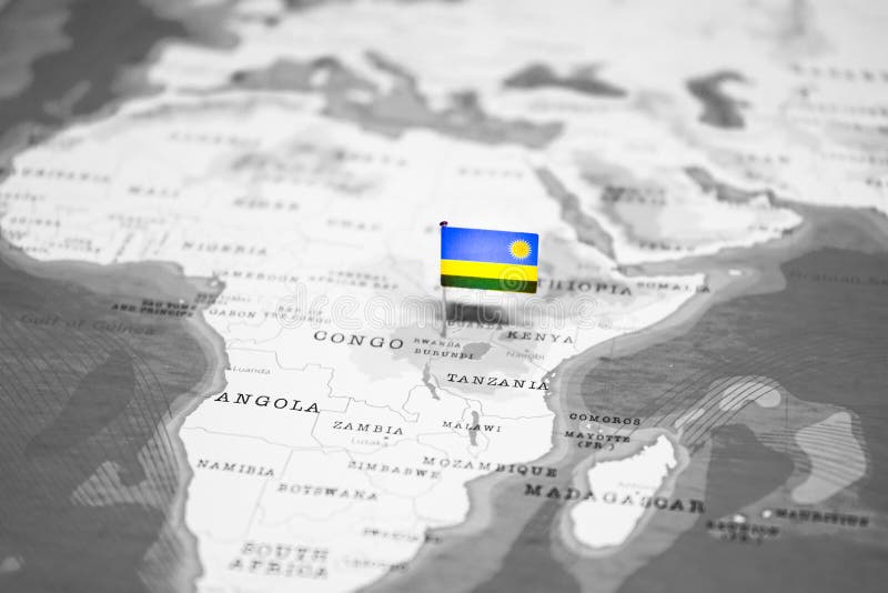 The Flag of Rwanda in the World Map Stock Image - Image of arrival ...