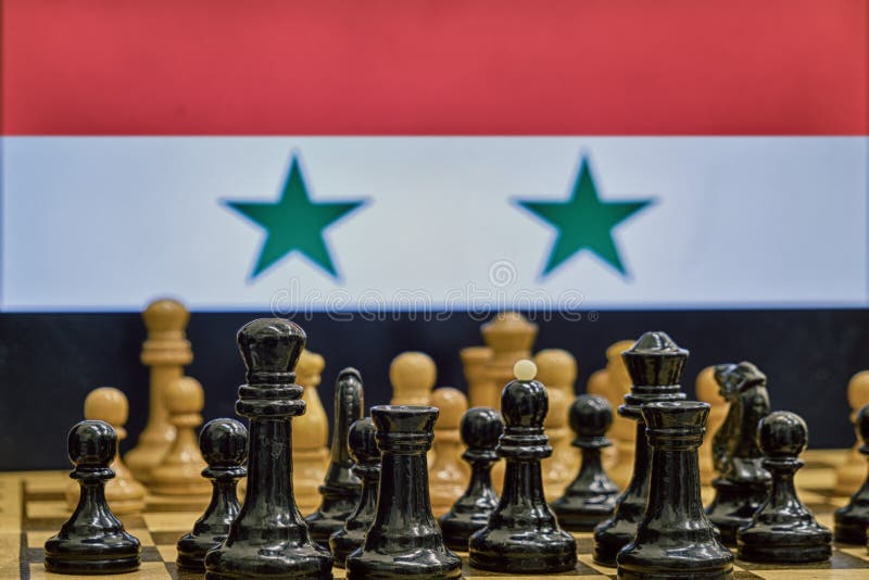 Flag of the Country of Iran on the Background of Chess with Black ...