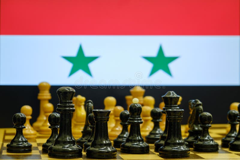Flag of the Country of Iran on the Background of Chess with Pieces on ...