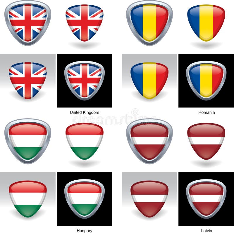 Flag Crests stock vector. Illustration of hungarian, computer - 14266391