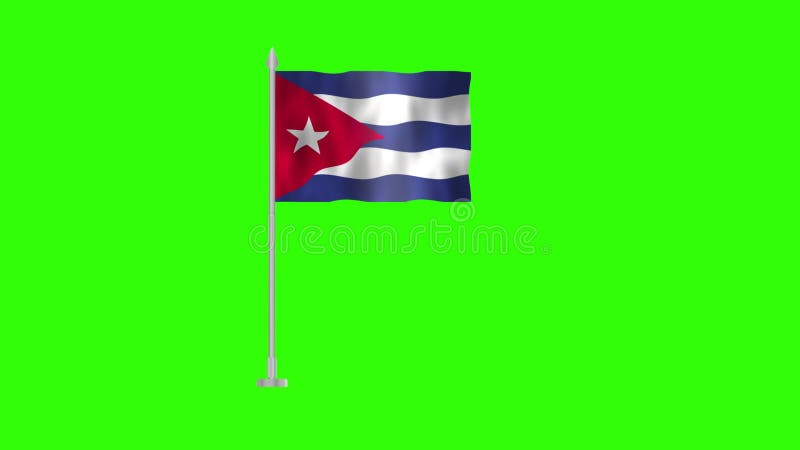 Flag of Cuba, Pole Flag of Cuba on Green Screen Chroma Key, Cuba 3D ...