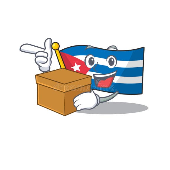 Flag Cuba Scroll Cartoon Character Bringing a Box Stock Vector ...